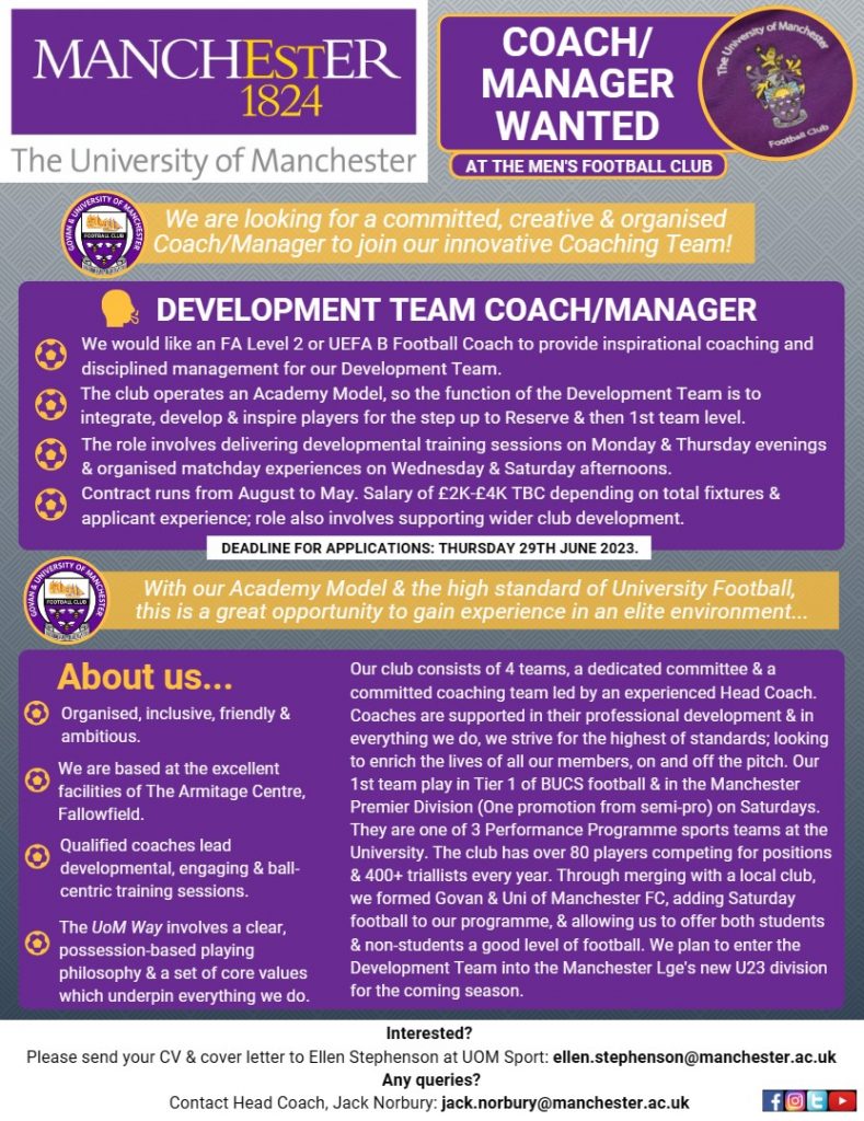 UoM Sport | Join The Team - Sport & Fitness Vacancies at University of ...