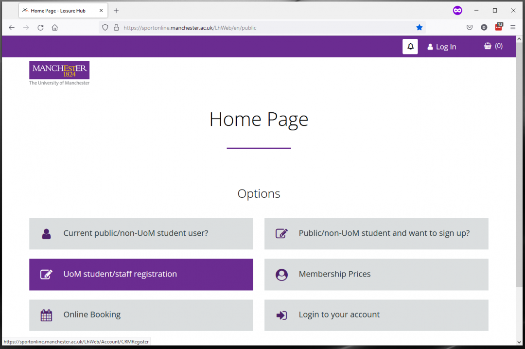 UoM Sport | Registering - UoM students and staff
